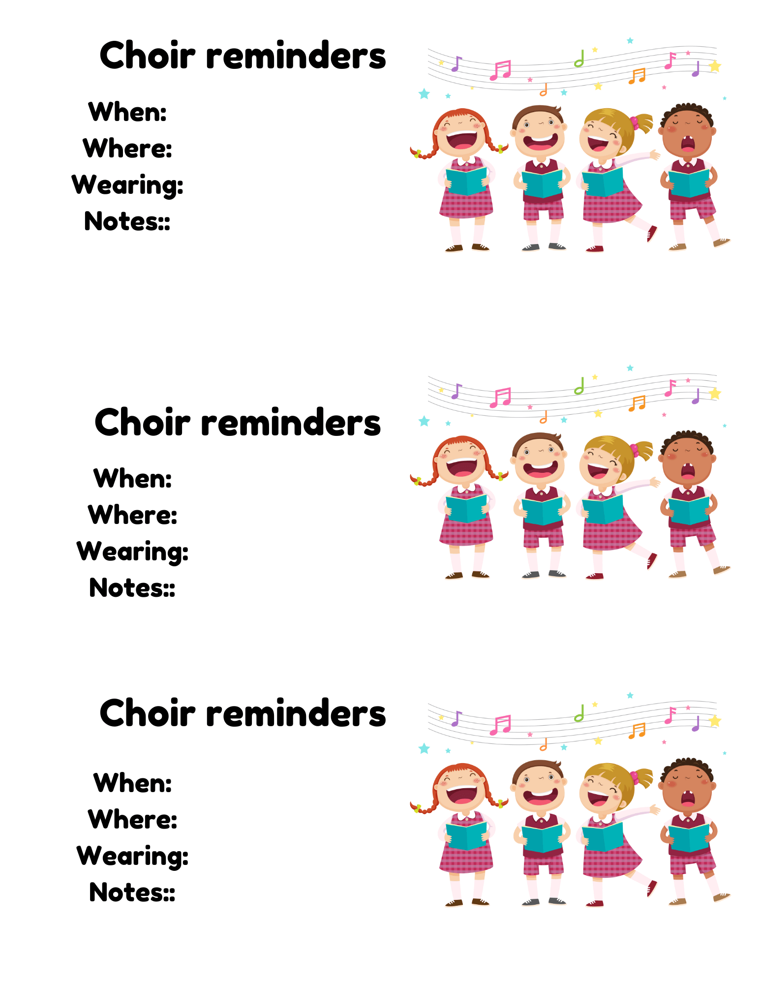 Choir reminder template - JAM Sessions